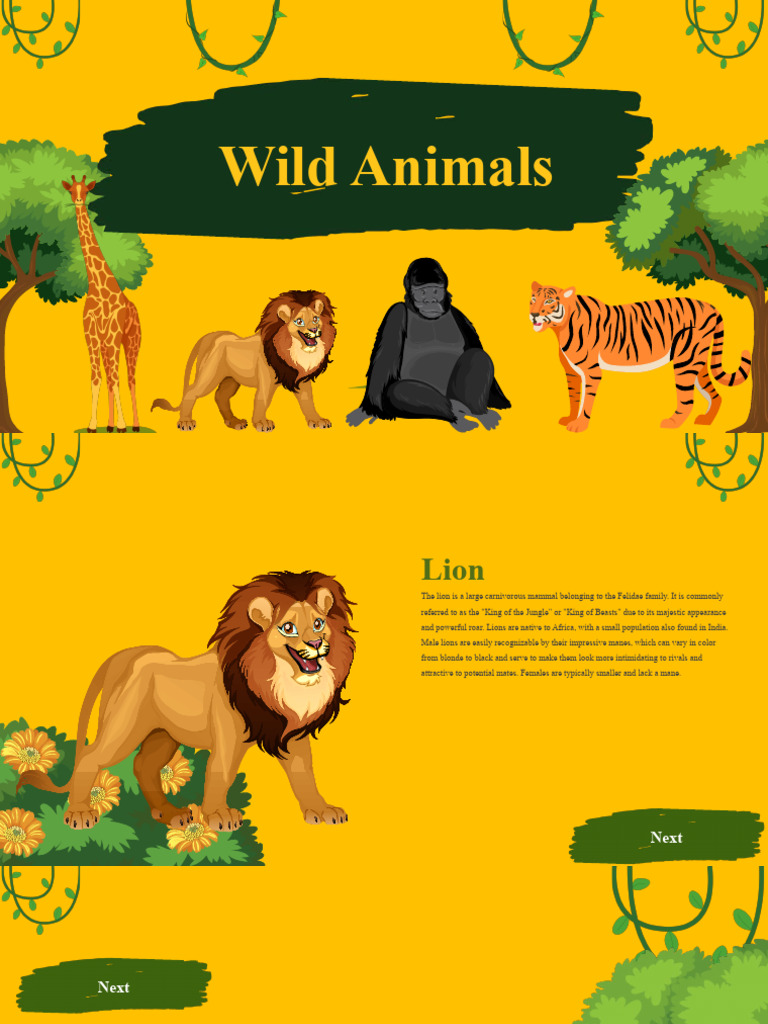 Slide - Egg-78142-Wild Animals Presentation | PDF | Elephant | Lion