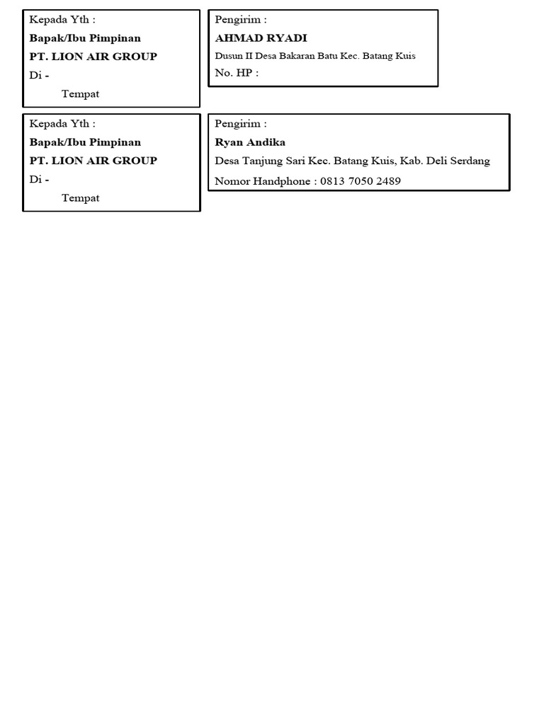 Lamaran Ahmad Hanafi | PDF