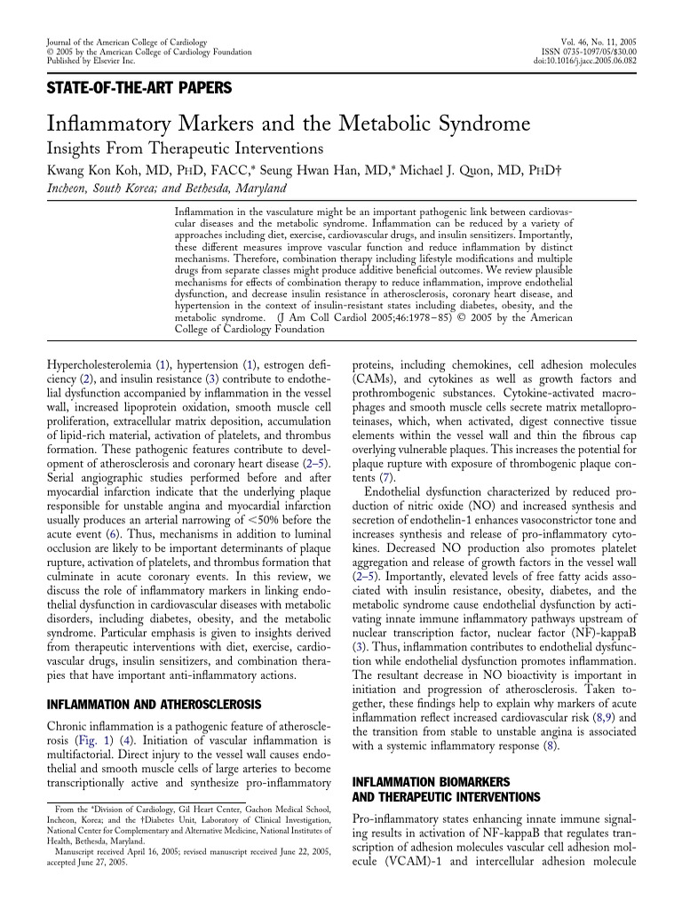 Inflammatory Markers and the Metabolic Syndrome | PDF | C Reactive Protein | Inflammation