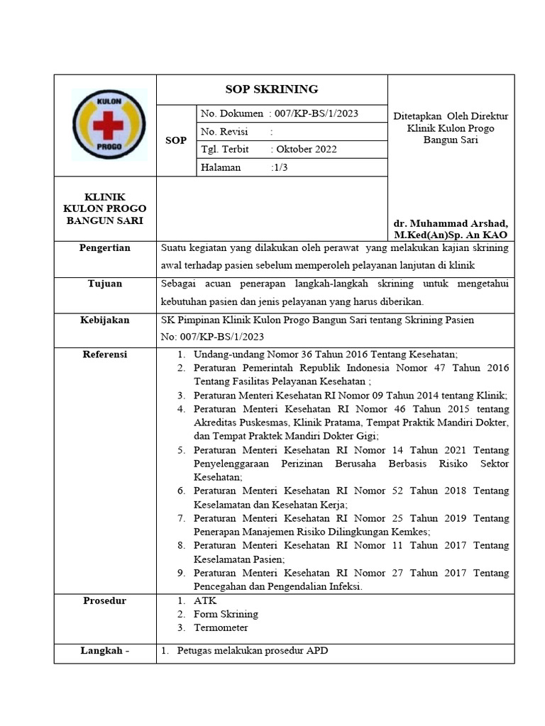 Sop Skrining | PDF