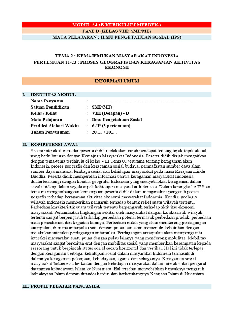 Modul IPS Kls 8 Tema 2 | PDF