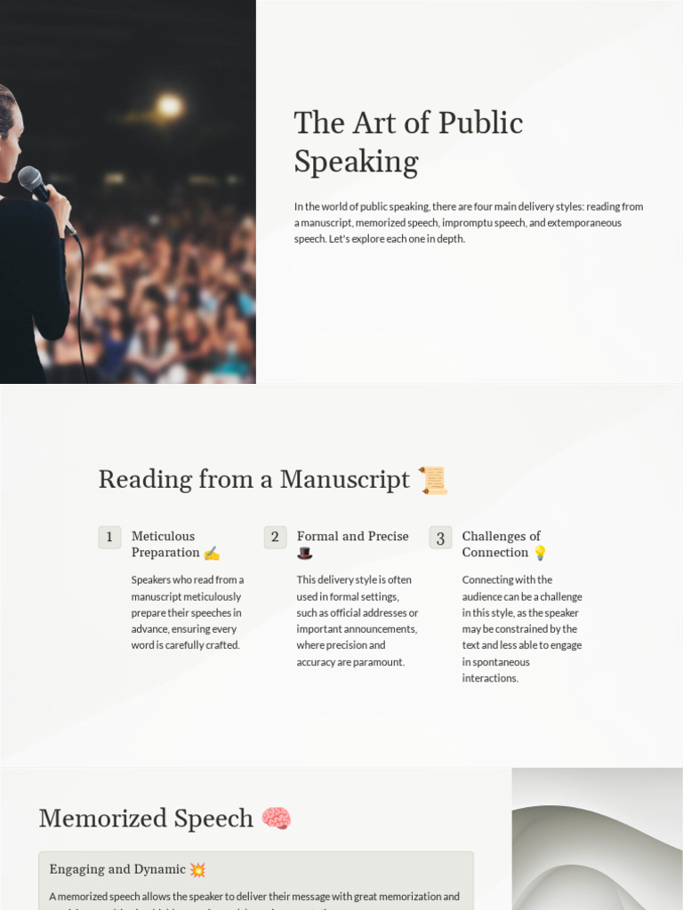 Exploring Speech Delivery Styles | PDF | Public Speaking | Cognition