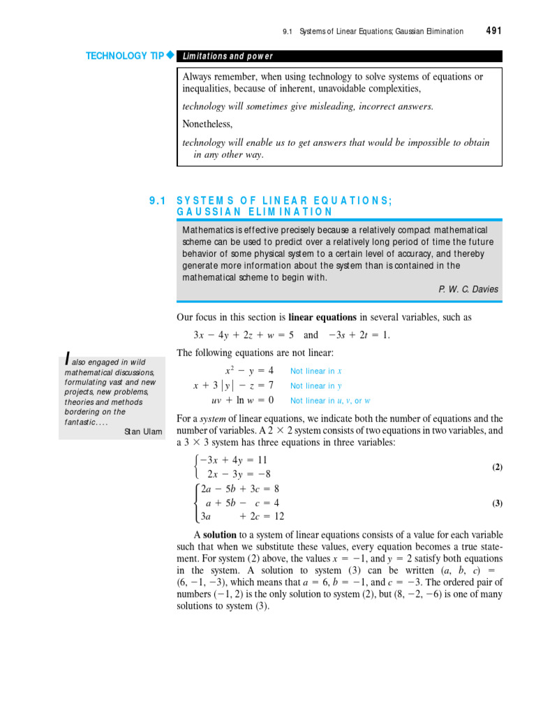 Gaussian Elimination Guide | PDF | Equations | System Of Linear Equations