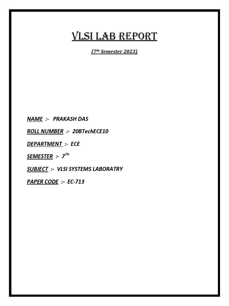 Vlsi Lab Report P | PDF