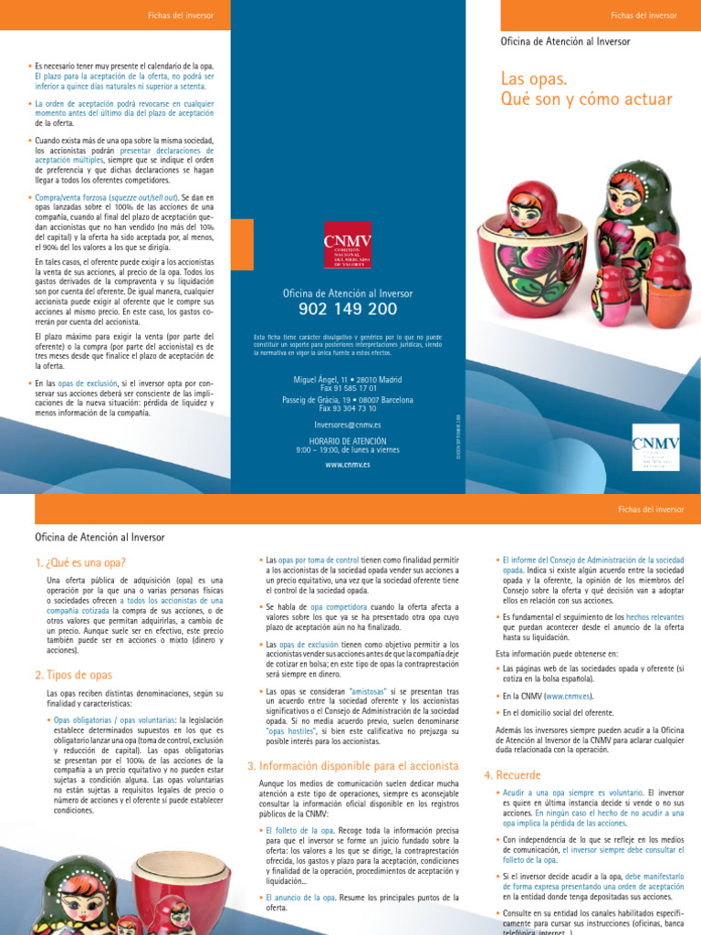 Folleto Opa | PDF | Tomar el control | Economias