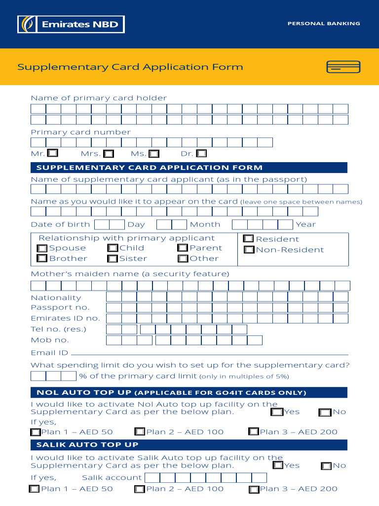 Application Form Supplementary Credit Card | PDF | Banks | Passport