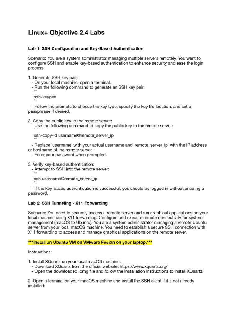 Linux+ Objective 2.4 Labs | PDF | Secure Shell | Port (Computer Networking)
