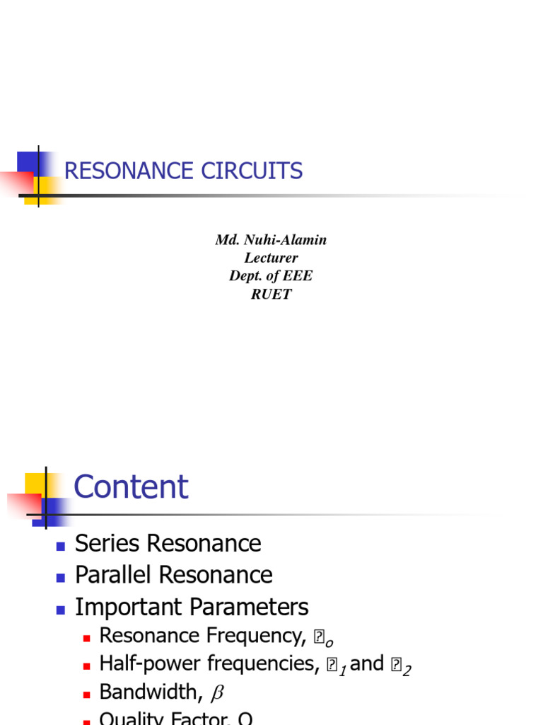 Resonance | PDF | Resonance | Electronic Filter