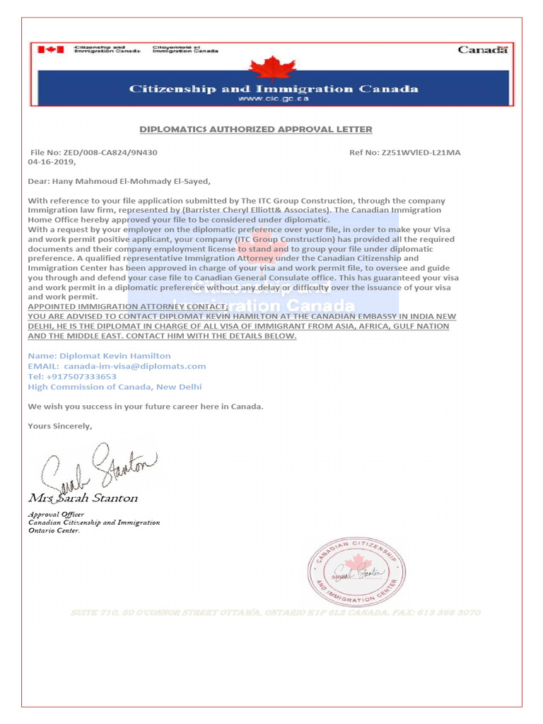 (Itc Group Diplomatics Authorized Approval Letter Non | PDF