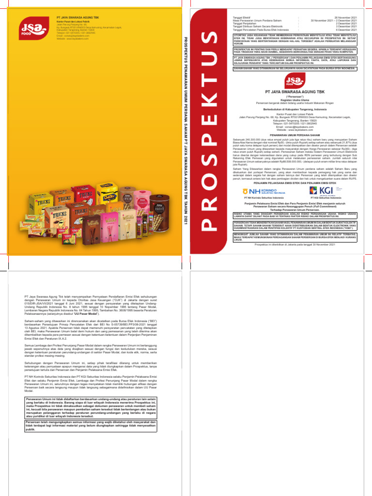 Prospektus Final PT Jaya Swarasa Agung TBK | PDF
