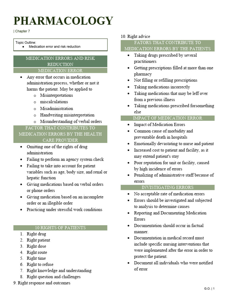 Medication Errors and Risk Reduction | PDF | Medical Error | Medical ...