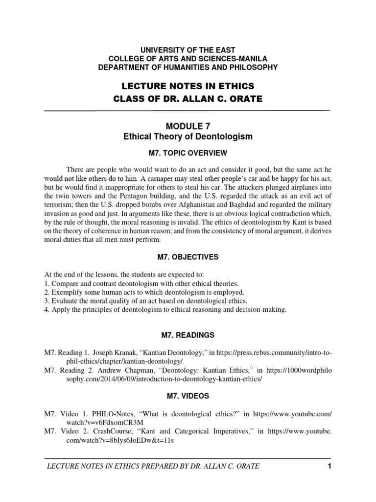 Kantian Deontologism Explained | PDF | Immanuel Kant | Knowledge