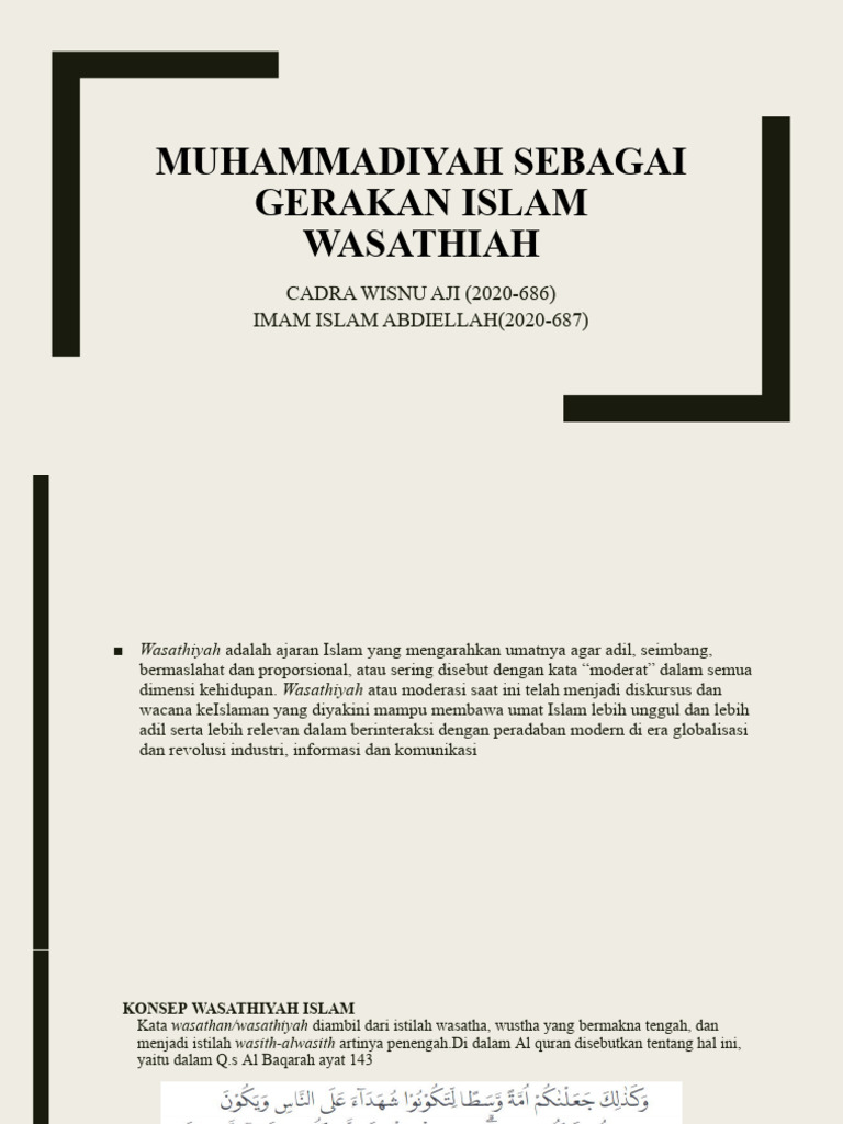 Muhammadiyah Sebagai Gerakan Islam Wasathiah | PDF