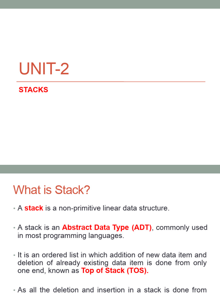 Unit 2 Stacks | PDF | Pointer (Computer Programming) | Computer Programming