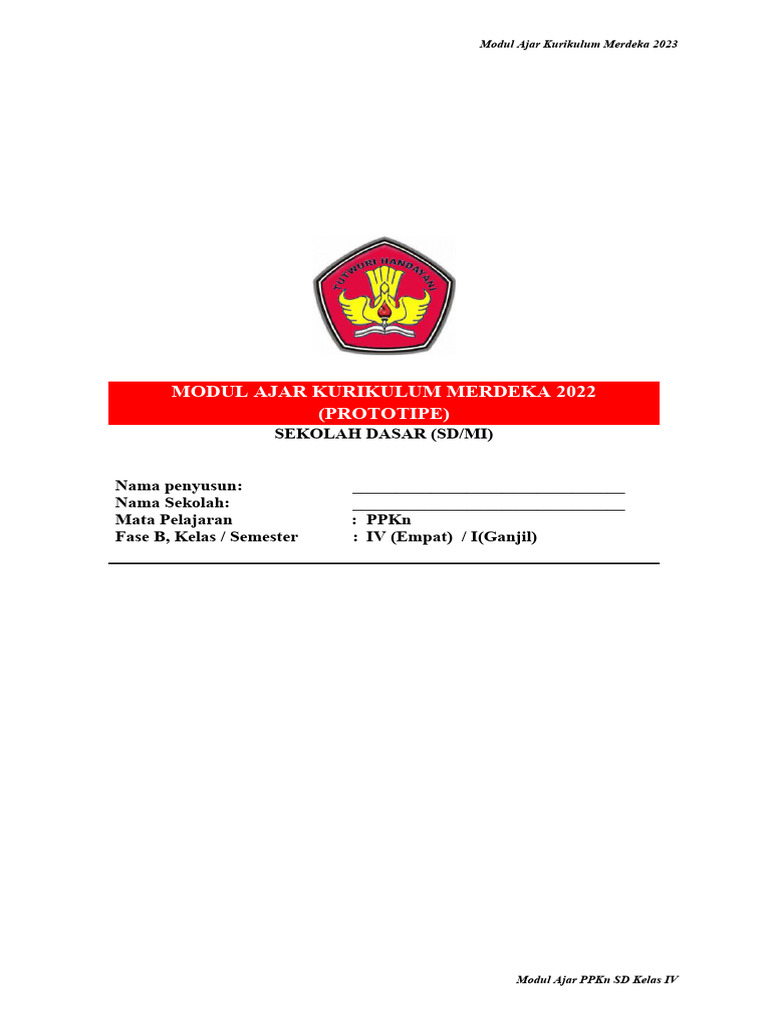 Modul Pendidikan Pancasila Kelas IV KUMER | PDF