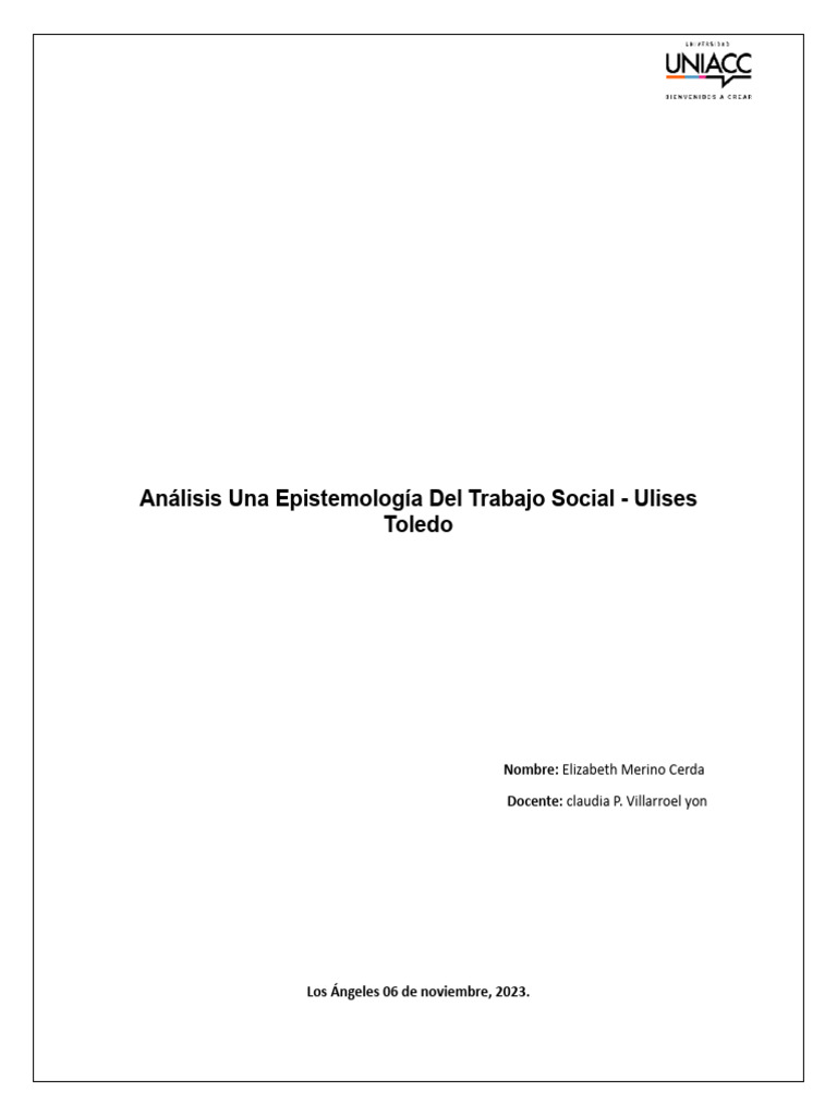 Análisis Una Epistemología Del Trabajo Social - Ulises Toledo | PDF ...