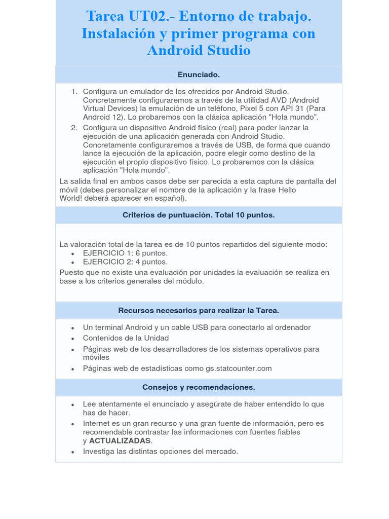 Tarea UT02 | PDF | Android (sistema operativo) | Software de la aplicacion