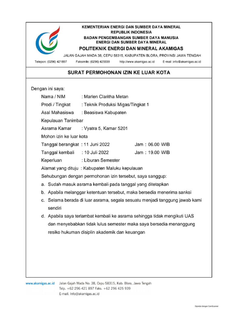 Marlen Claritha Metan - Surat Permohonan Surat SIJ | PDF