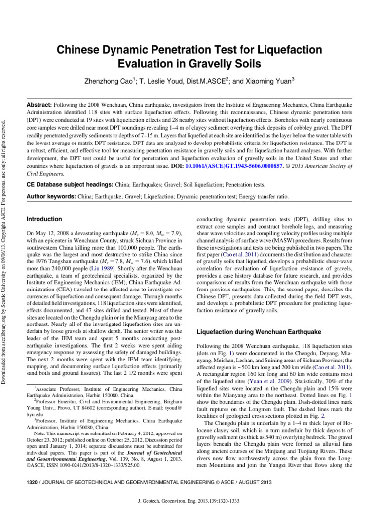 Chinese Dynamic Penetration Test For Liquefaction Evaluation in ...