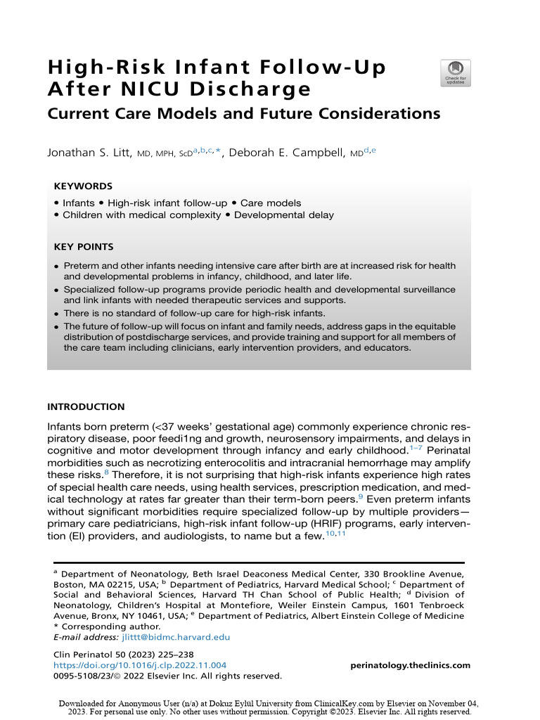High-Risk Infant Follow-Up After NICU Discharge | PDF | Neonatal ...