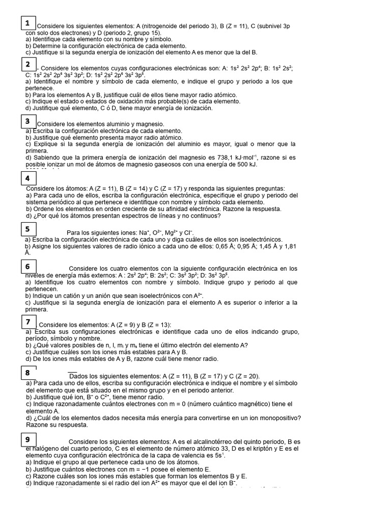 T01_Ejercicios Estructura Atómica | PDF | Ion | Átomos