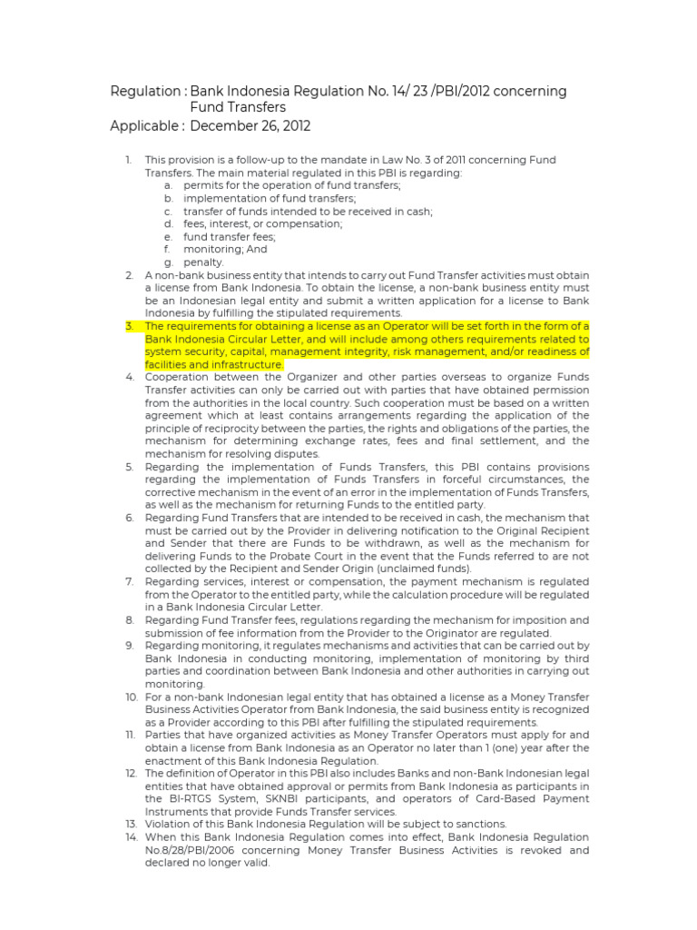 Fund Transfer Operator Regulation | PDF | Wire Transfer | Banks