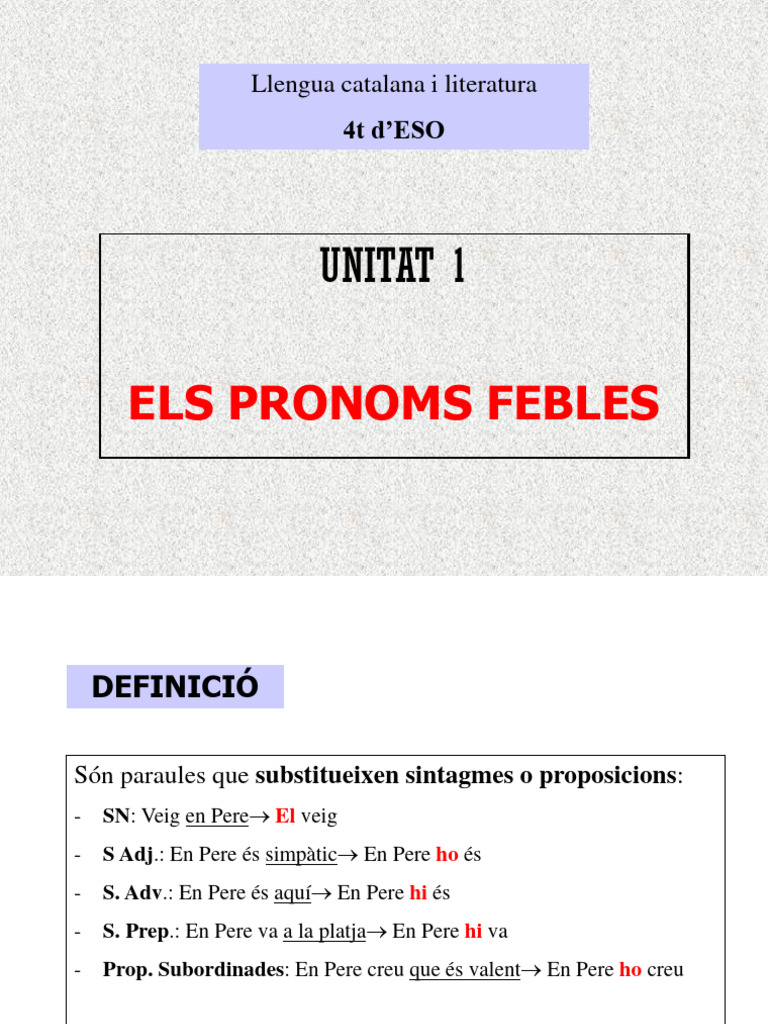 Els pronoms febles | PDF