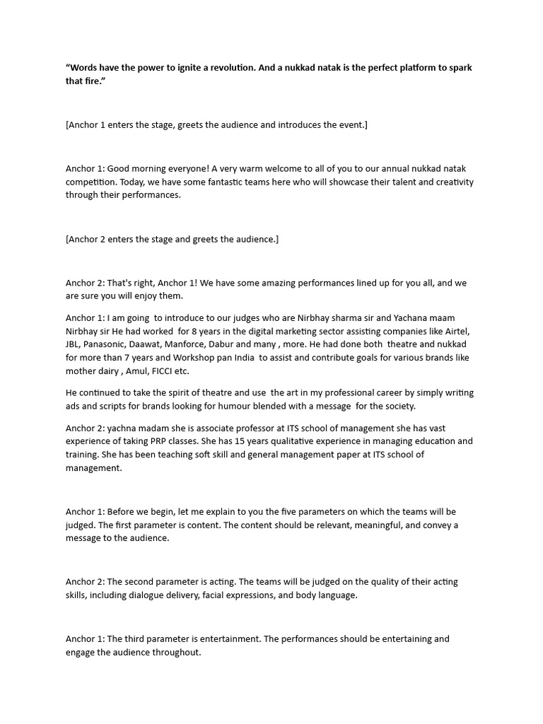 Anchor Script | PDF | Human Communication