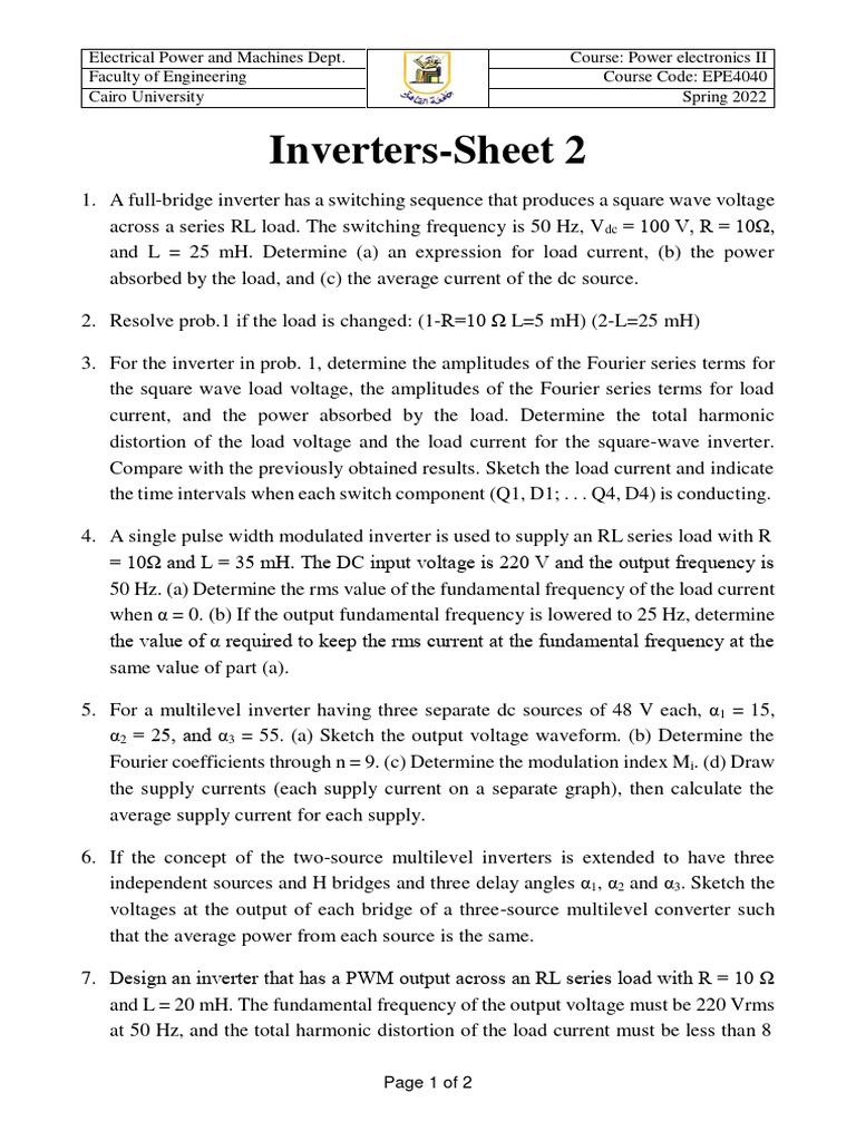 PE. Sheet | PDF | Power Inverter | Power Electronics