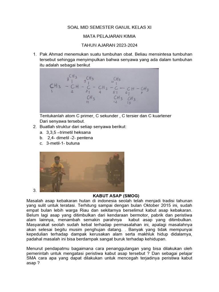 Soal Pts - Kimia - Kelas Xi | PDF
