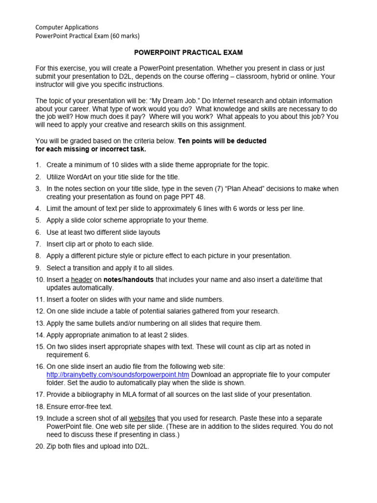 PowerPoint Practical Exam | PDF | Microsoft Power Point | Computing PowerPoint Practical Exam | PDF | Microsoft Power Point | Computing