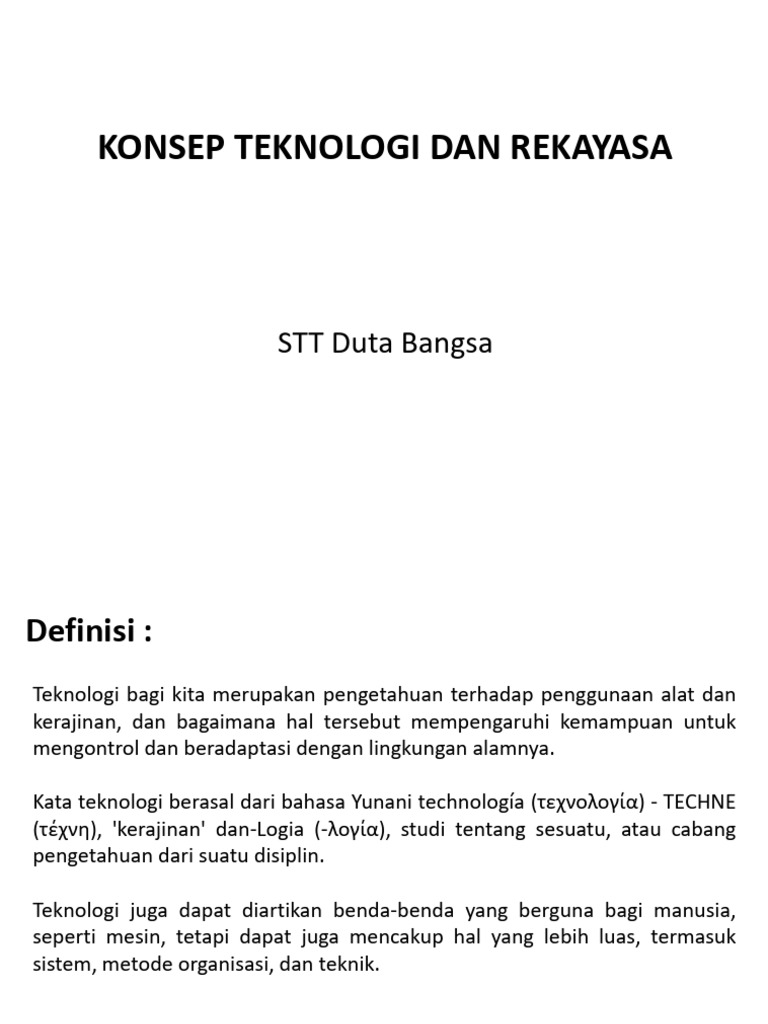 Konsep Teknologi Dan Rekayasa W1 | PDF | Teknologi & Rekayasa