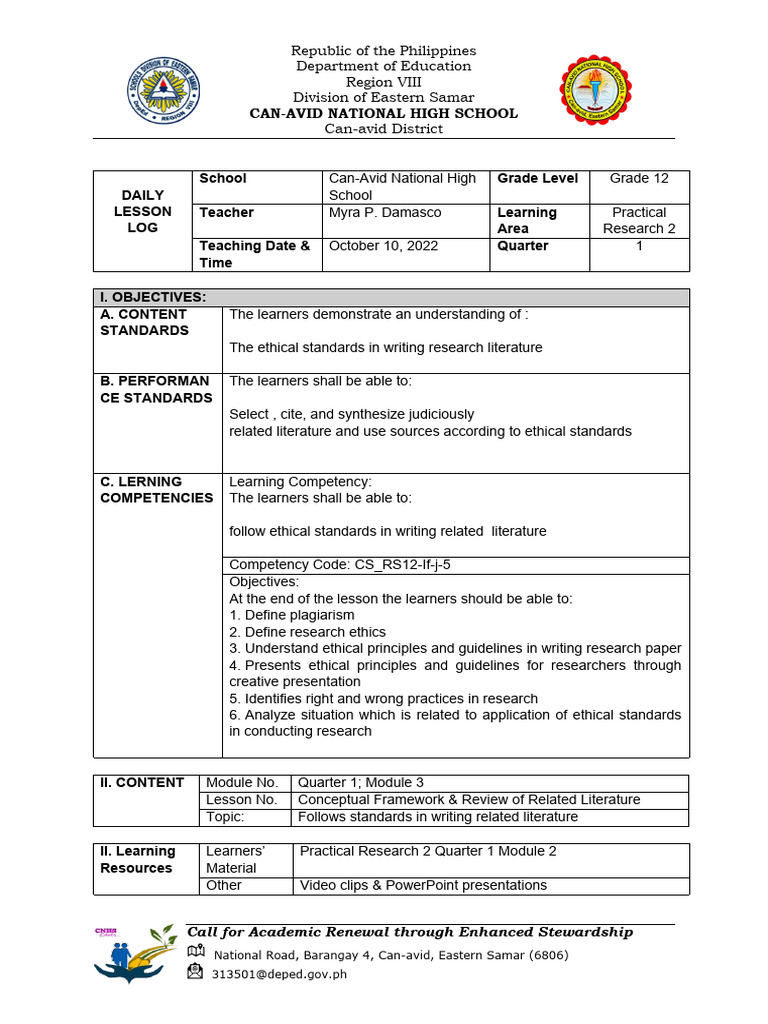 7es LESSON PLAN PRACTICAL RESEARCH 2 | PDF | Plagiarism | Learning