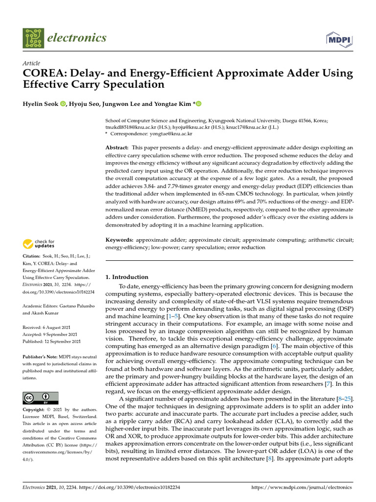 Energy Efficient Approximate Adder | PDF | Efficient Energy Use | Machine Learning
