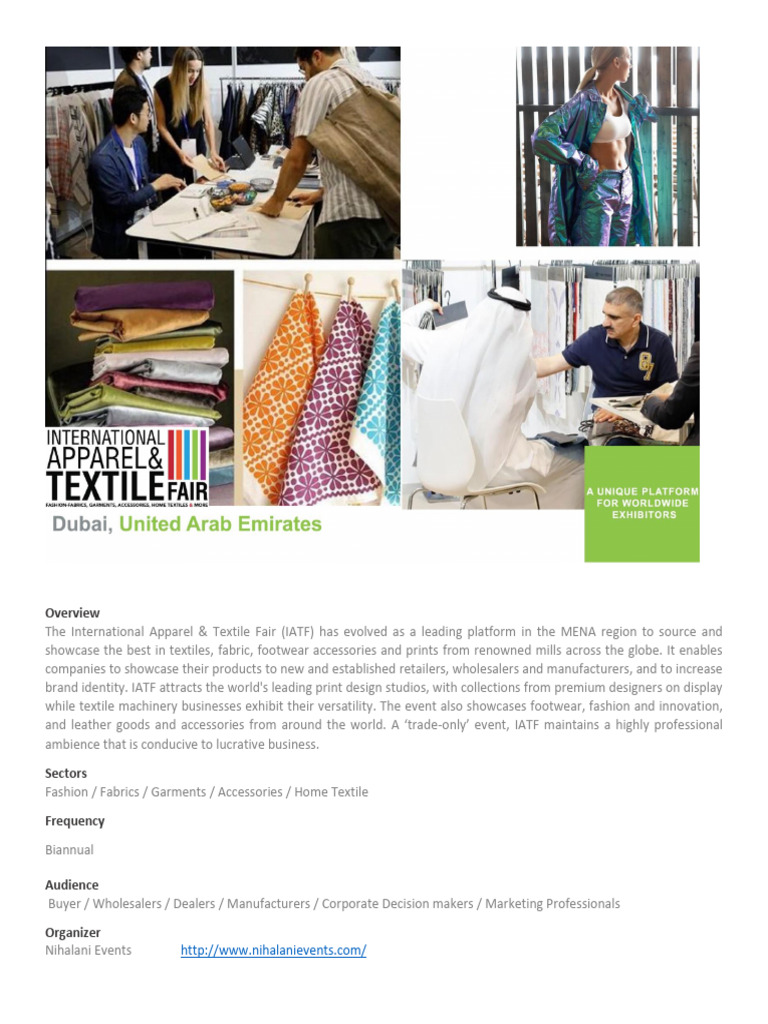 International Apparel and Textile Fair | PDF | Lifestyle