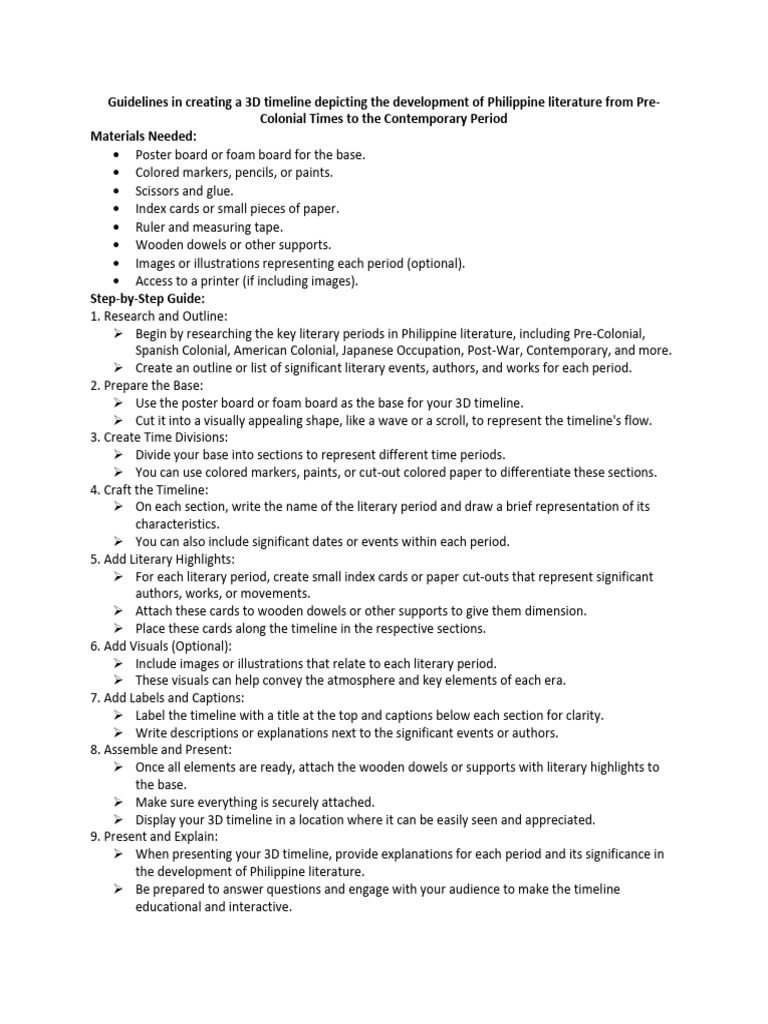 3D Timeline Guide for Students | PDF | Creativity