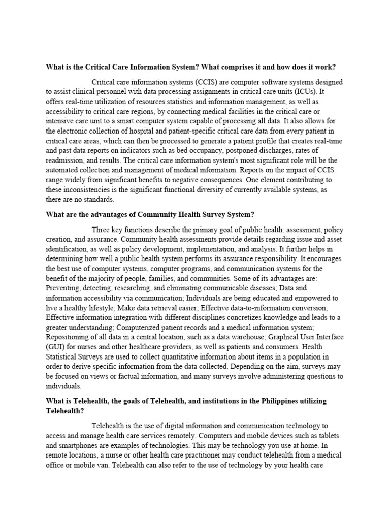 What Is The Critical Care Information System? What Comprises It and How ...