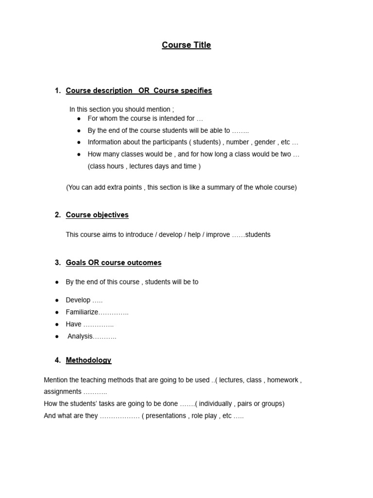 Sample of A Course Design | PDF