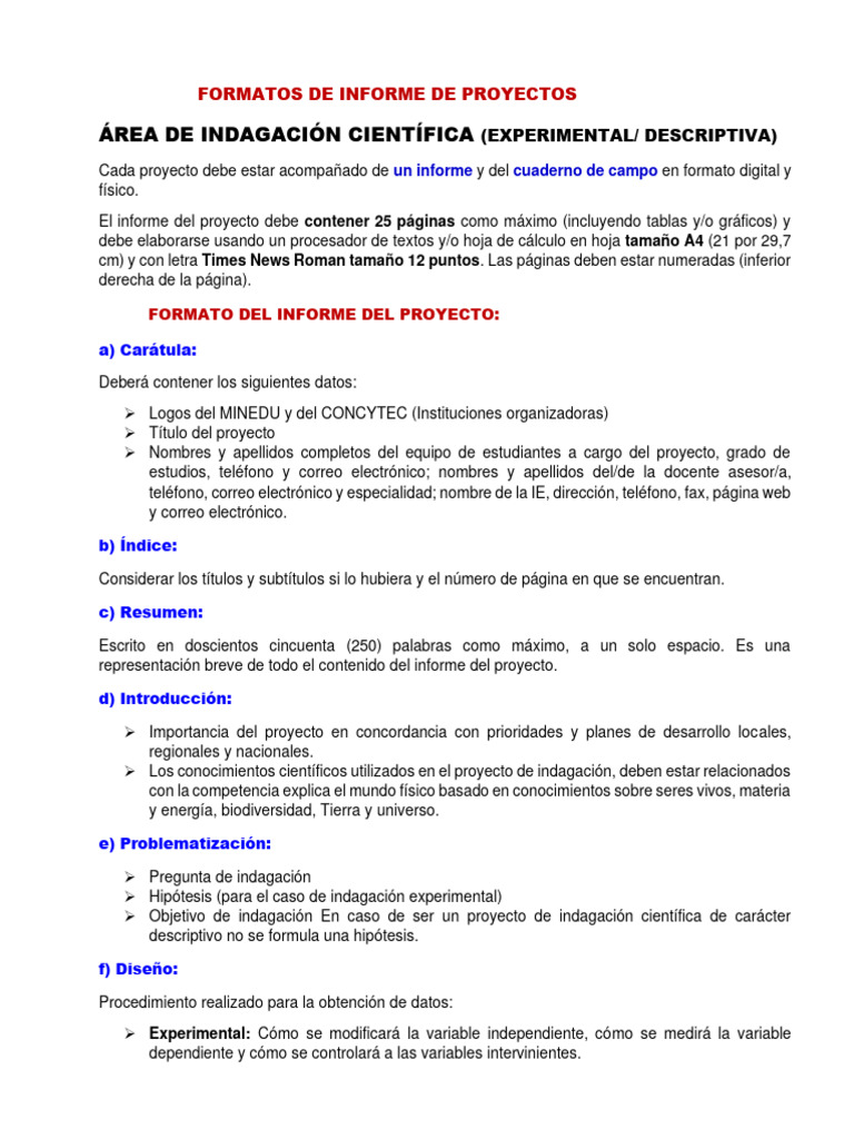 Formatos de Informe de Proyectos | Descargar gratis PDF | Investigación ...