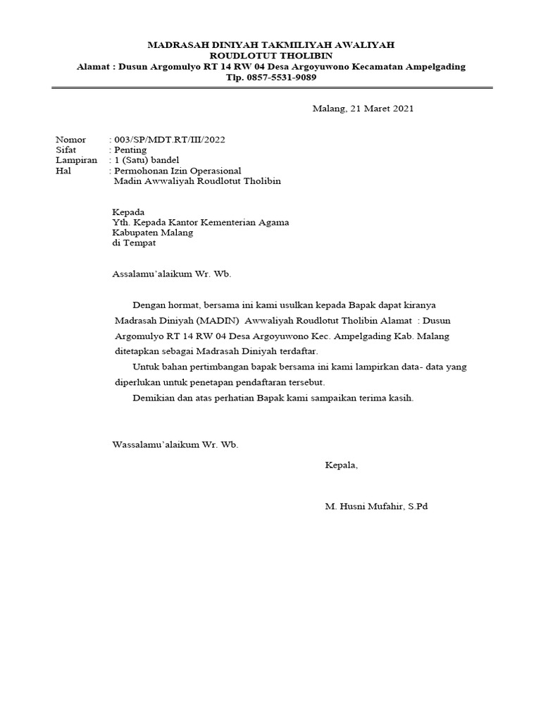Berkas Pengajuan Ijop Madin Terbaru | PDF