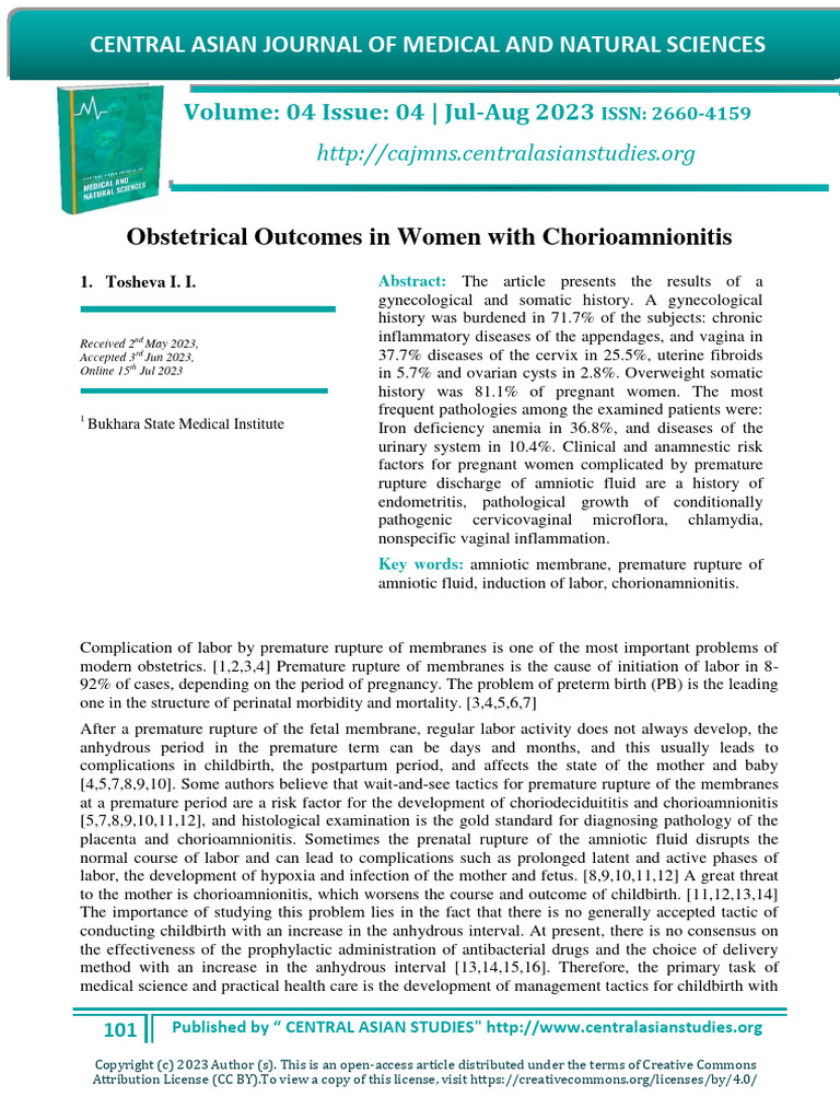 Obstetrical Outcomes in Women With Chorioamnionitis | PDF | Childbirth ...