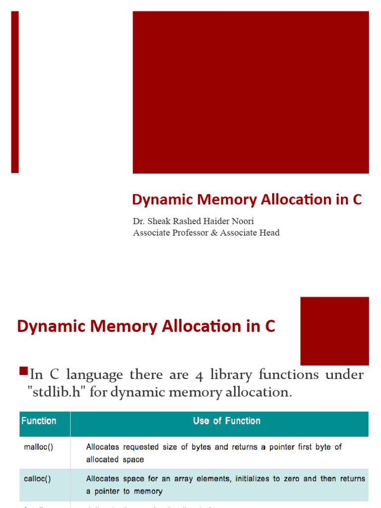 System Design and Analysis - Dynamic Memory Allocation | PDF | Pointer (Computer Programming ...