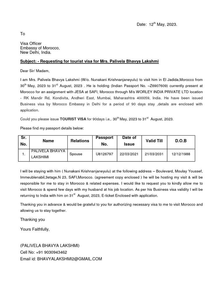 PBL Letter To Morocco Embassy by Inviter 30th May 2023 | PDF