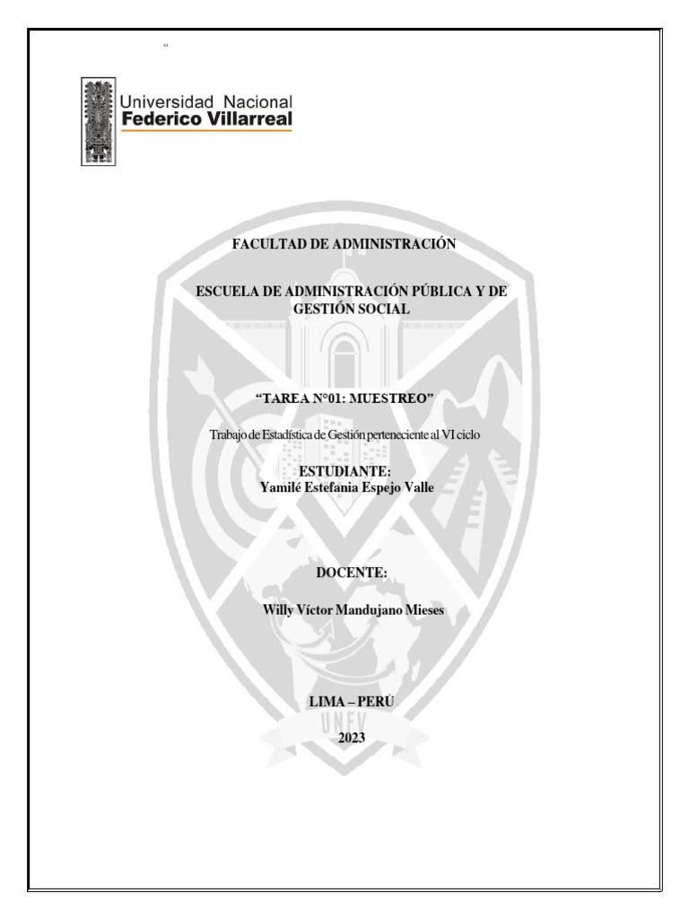 Yamile Espejo TAREA 01 Estadistica de Gestion | PDF | Muestreo ... Yamile Espejo TAREA 01 Estadistica de Gestion | PDF | Muestreo ...