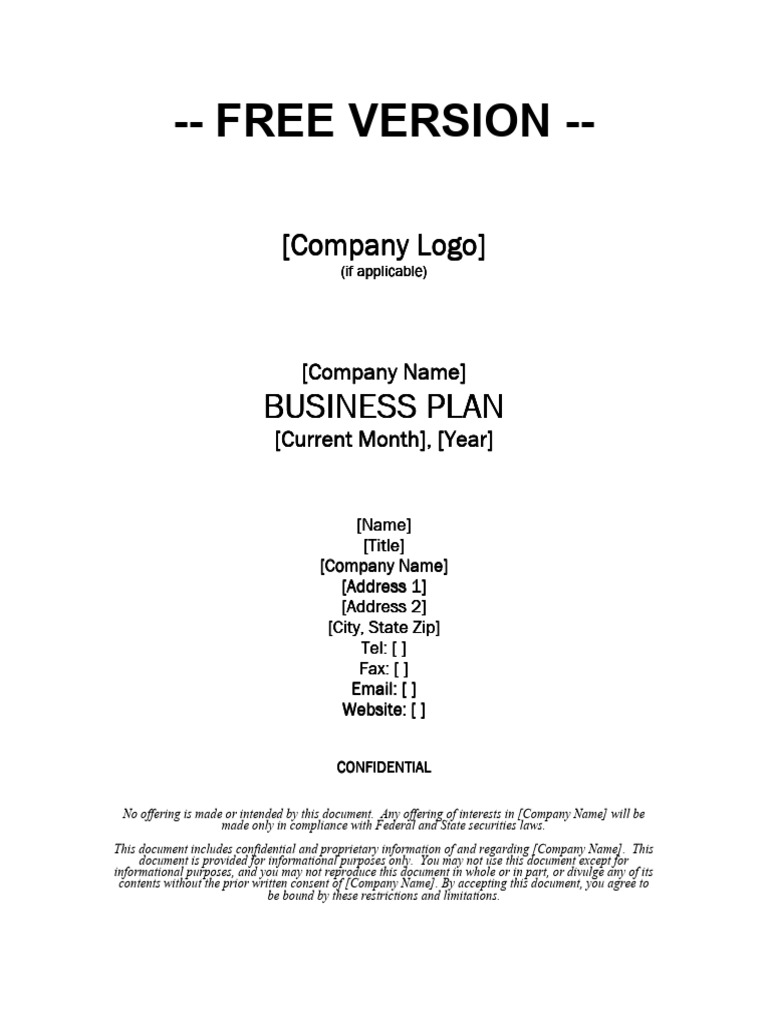 Free Version of Growthink Business Plan Template | PDF | Market (Economics) | Financial Markets