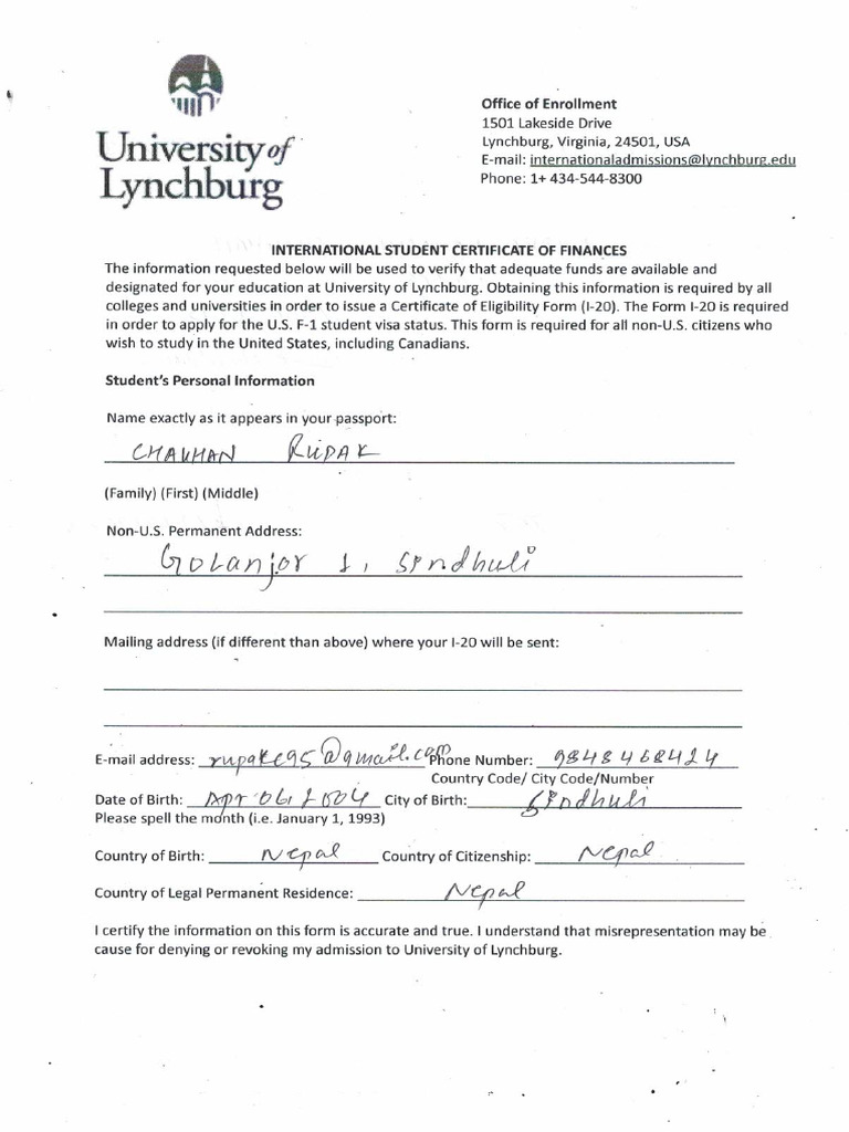 Financial Certification Form | PDF