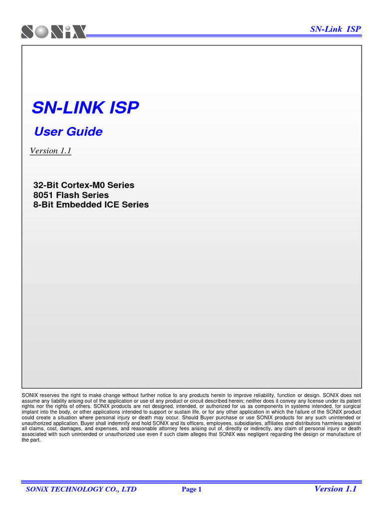 Sonix Sn-Link Isp User Guide v1.1 en | PDF | Microcontroller | Online And Offline