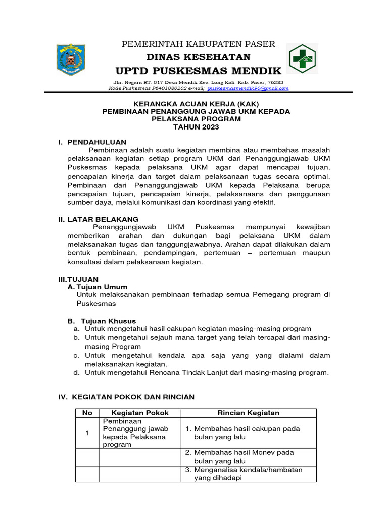 Kak Pembinaan PJ Ukm 2023 - PDF | PDF