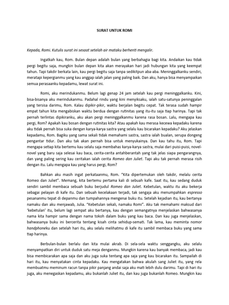 Surat Rindu untuk Romi | PDF