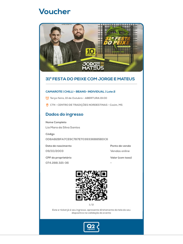 Ingresso q2 Ingressos | PDF